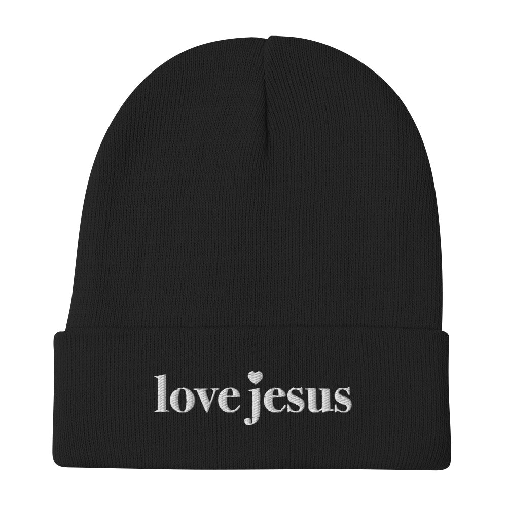 Embroidered Beanie – Love Jesus